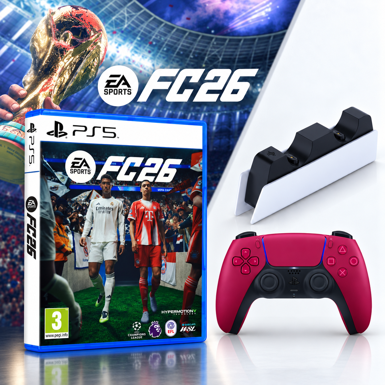 Sony DualSense Wireless Controller Cosmic Red для PS 5, +Зарядная станция +FC 26