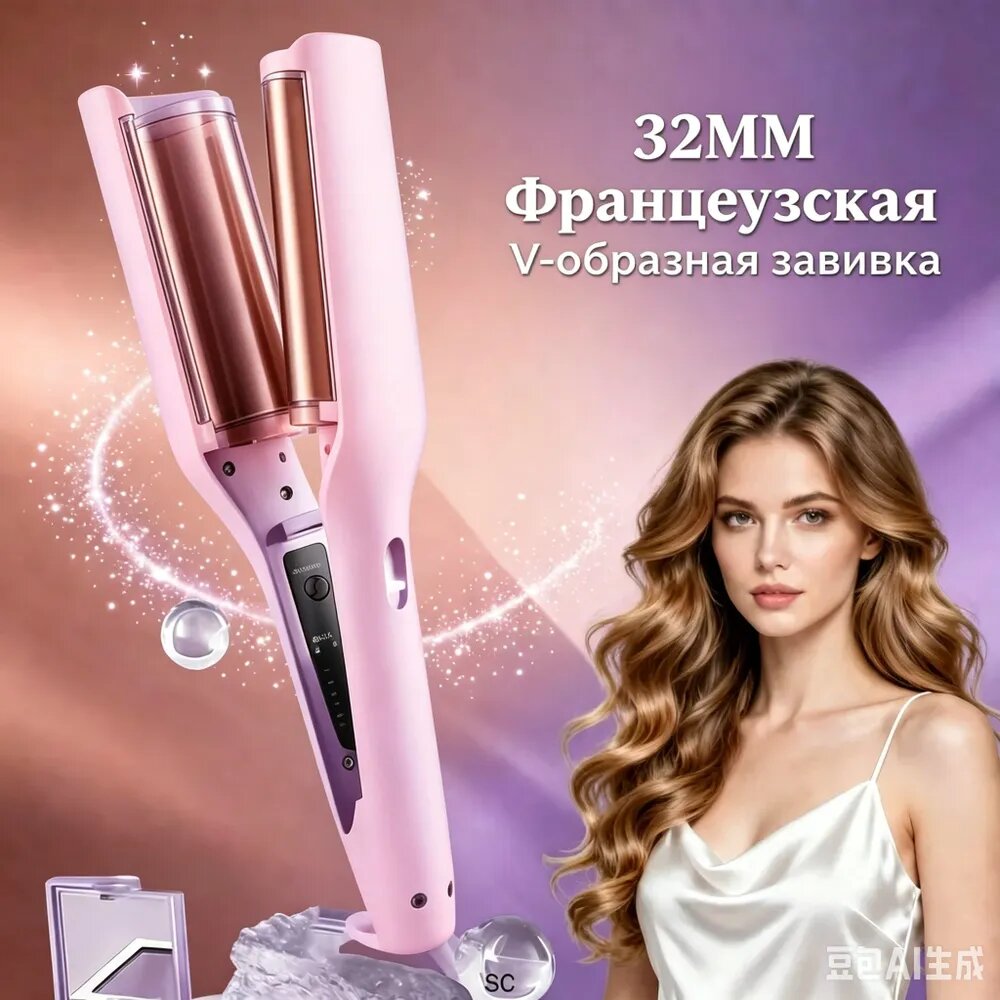 Плойка волна Плойка для волос волна 32мм (розовая V-образная)