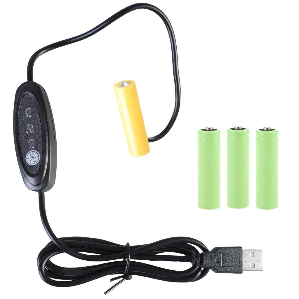 Кабель питания USB 5V 2A на 3V/4.5V/6V для замены батареек AA LR6