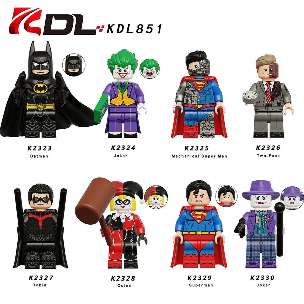 Конструктор игрушек серии Superhero DC, 8 деталей, 4,5 см / Минифигурка Бэтмена и Супермена