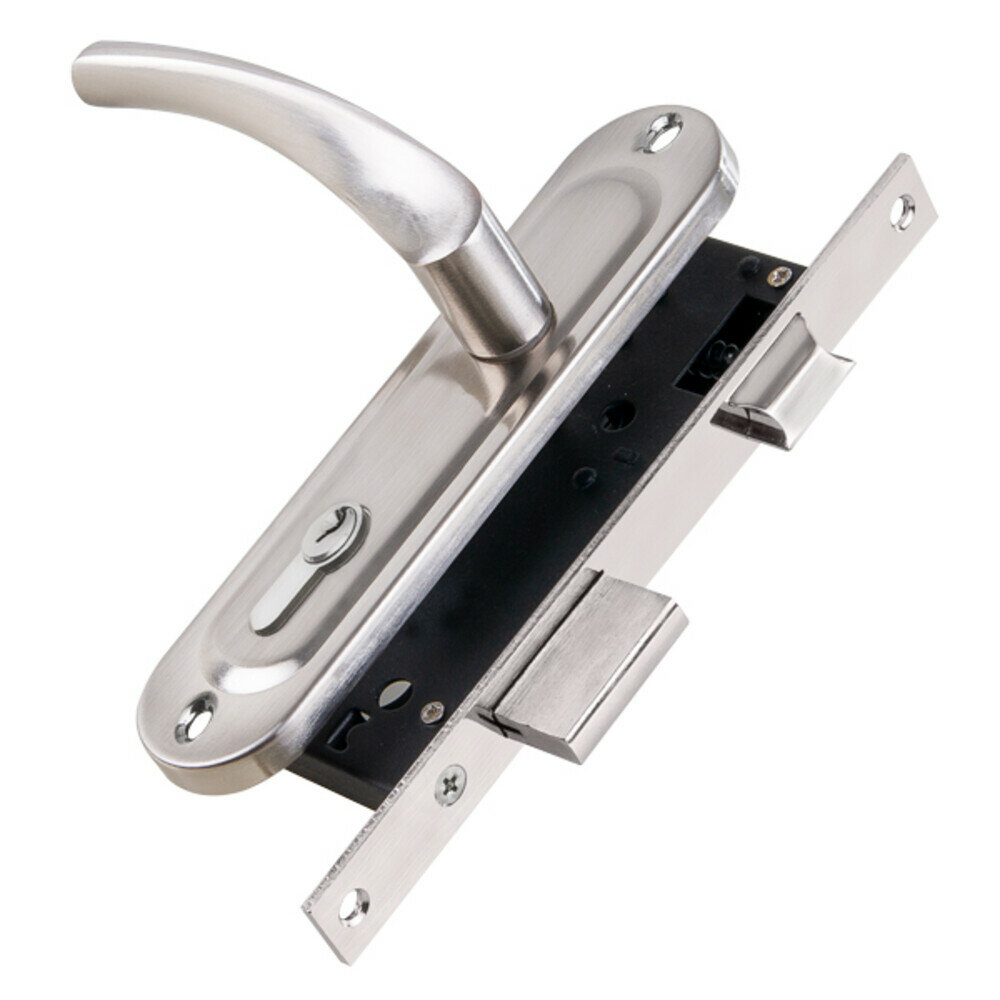 Замок врезной Punto LOCKSET16. CRONA.4070-1 SN для входной двери под цилиндр матовый никель 5 ключей