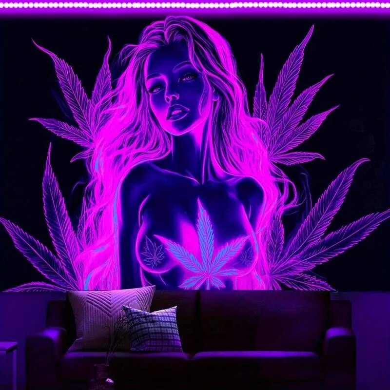 1 шт. УФ-реактивный печатный настенный декоративный флуоресцентный гобелен