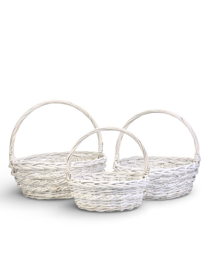 Корзина плетёная для хранения Vara, с ручкой, белая, набор 3 шт.