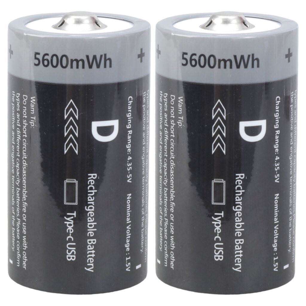 2 литиевые аккумуляторные батареи типа D LR20-5600mWh