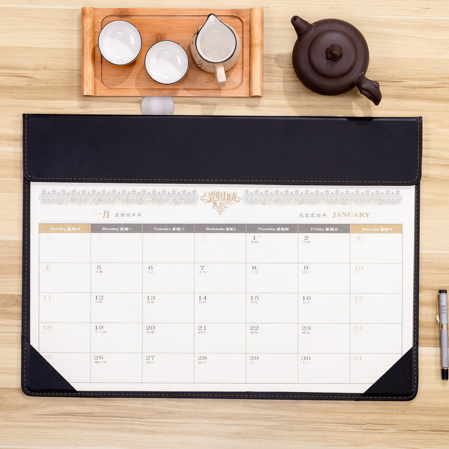 Календарь на 2026 год, большой настольный календарь-блокнот, кожаный календарь-планер, простой блокнот, большой планировщик с сеткой, ежемесячный календарь.