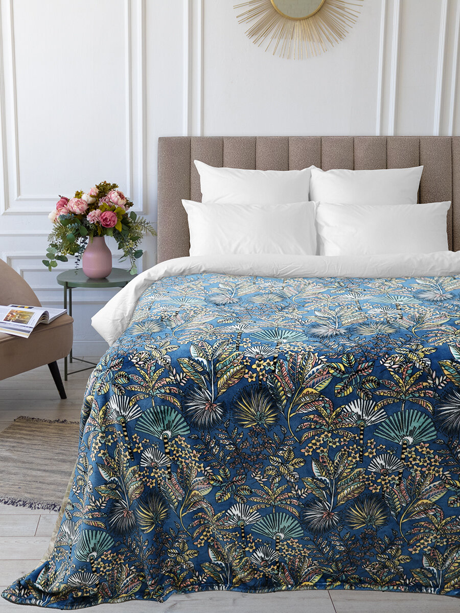 Плед Bravo 180х220 см, плед - покрывало 2 спальное, плюшевый пушистый ворс велсофт Экзотик