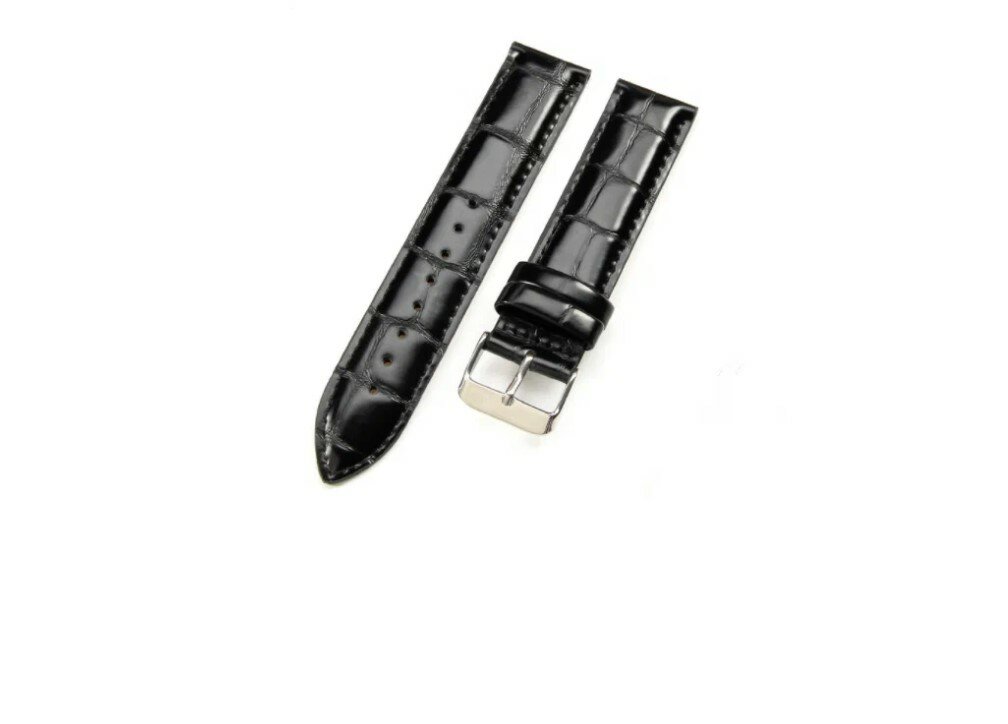 Ремешок-браслет для Garmin Forerunner 55 MyPads, натуральная кожа, цвет черный