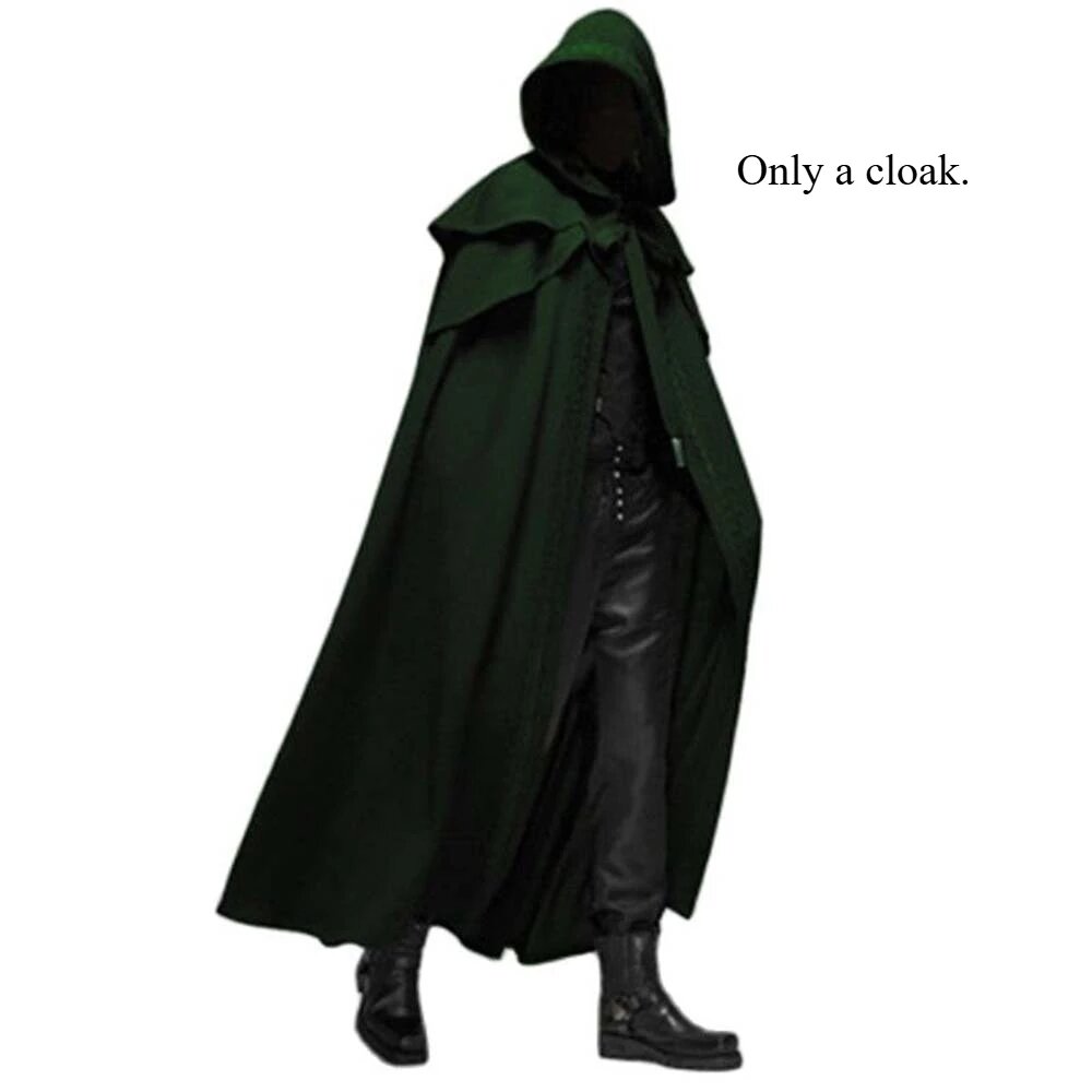 Мужской готический плащ из полиэстера Темно-зеленый, L, Green