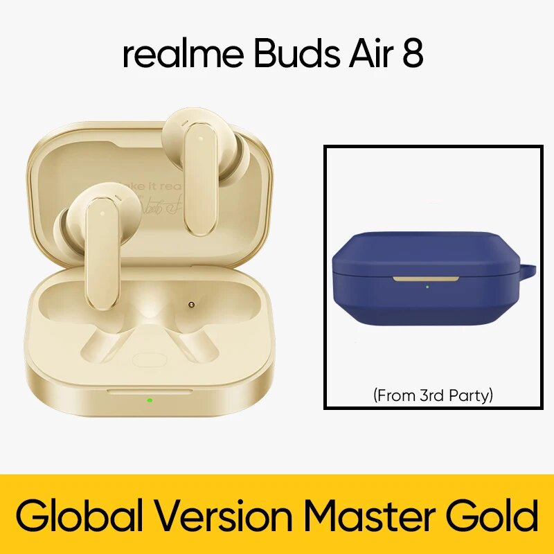 Realme Buds Air 8 с шумоподавлением 55 дБ Gold Add BlueCase