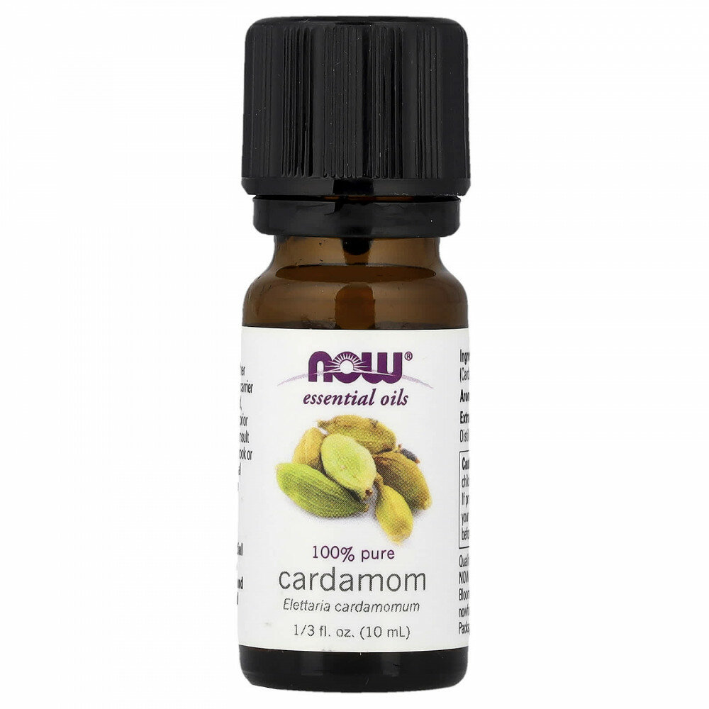 NOW Foods, Эфирные масла, 100% чистый кардамон, 10 мл (1/3 жидк. унц.)