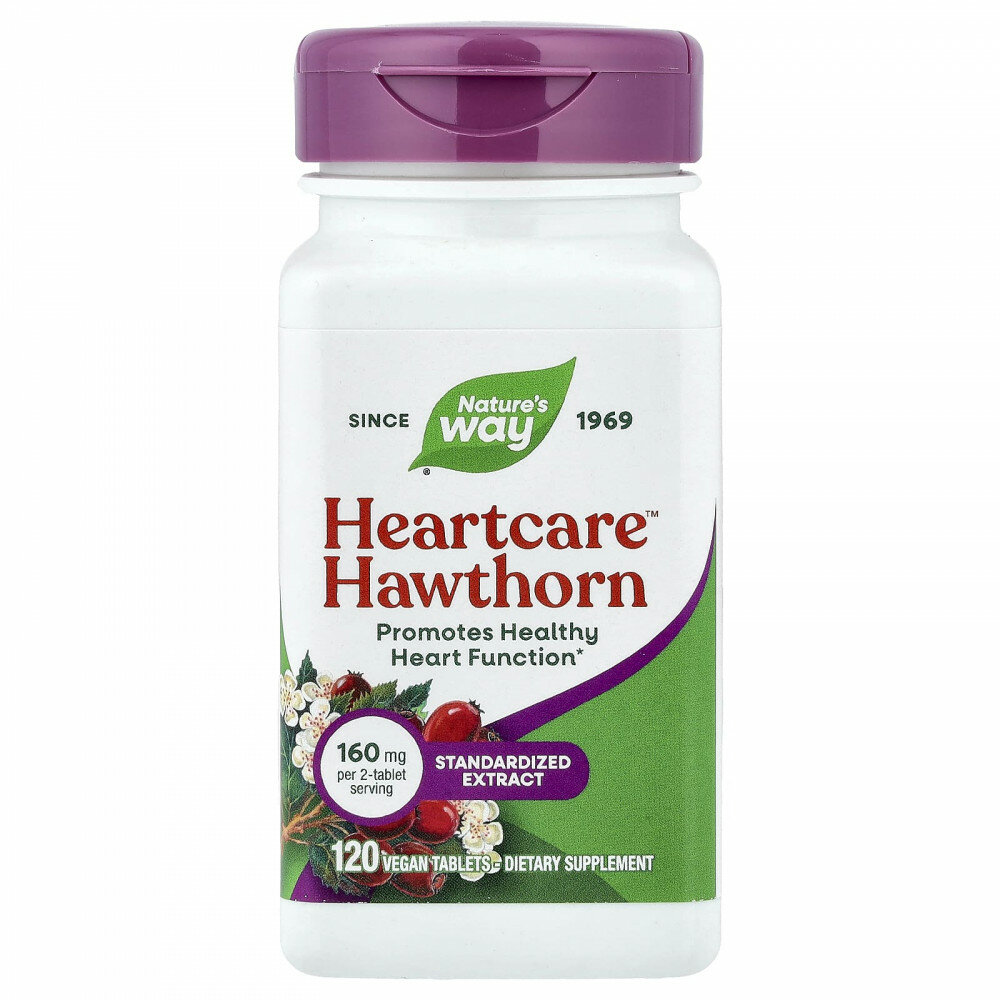 Nature's Way, HeartCare™, боярышник, 120 веганских таблеток (80 мг в 1 таблетке)