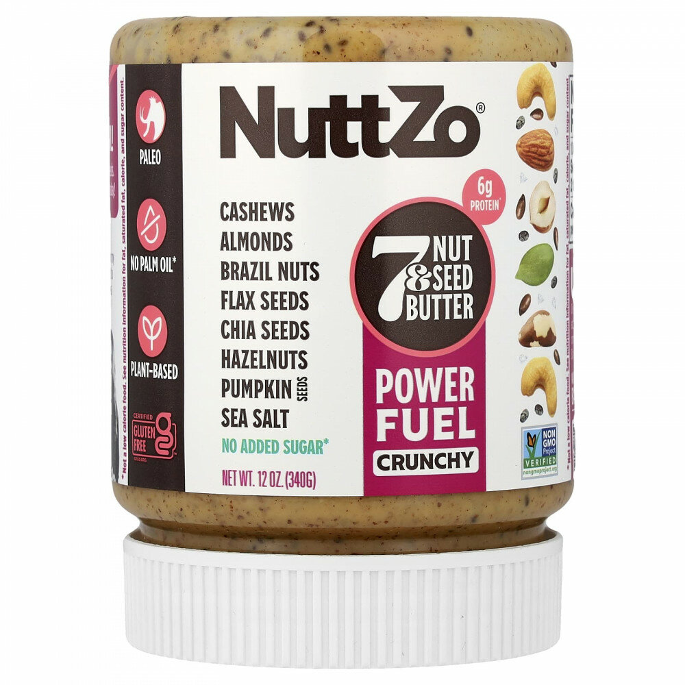 Nuttzo, Paleo Power Fuel, хрустящее масло из 7 орехов и семян, 340 г (12 унций)