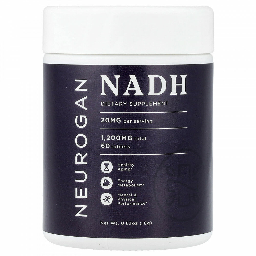 Neurogan Health, NADH, 20 мг, 60 таблеток, 18 г (0,63 унции)