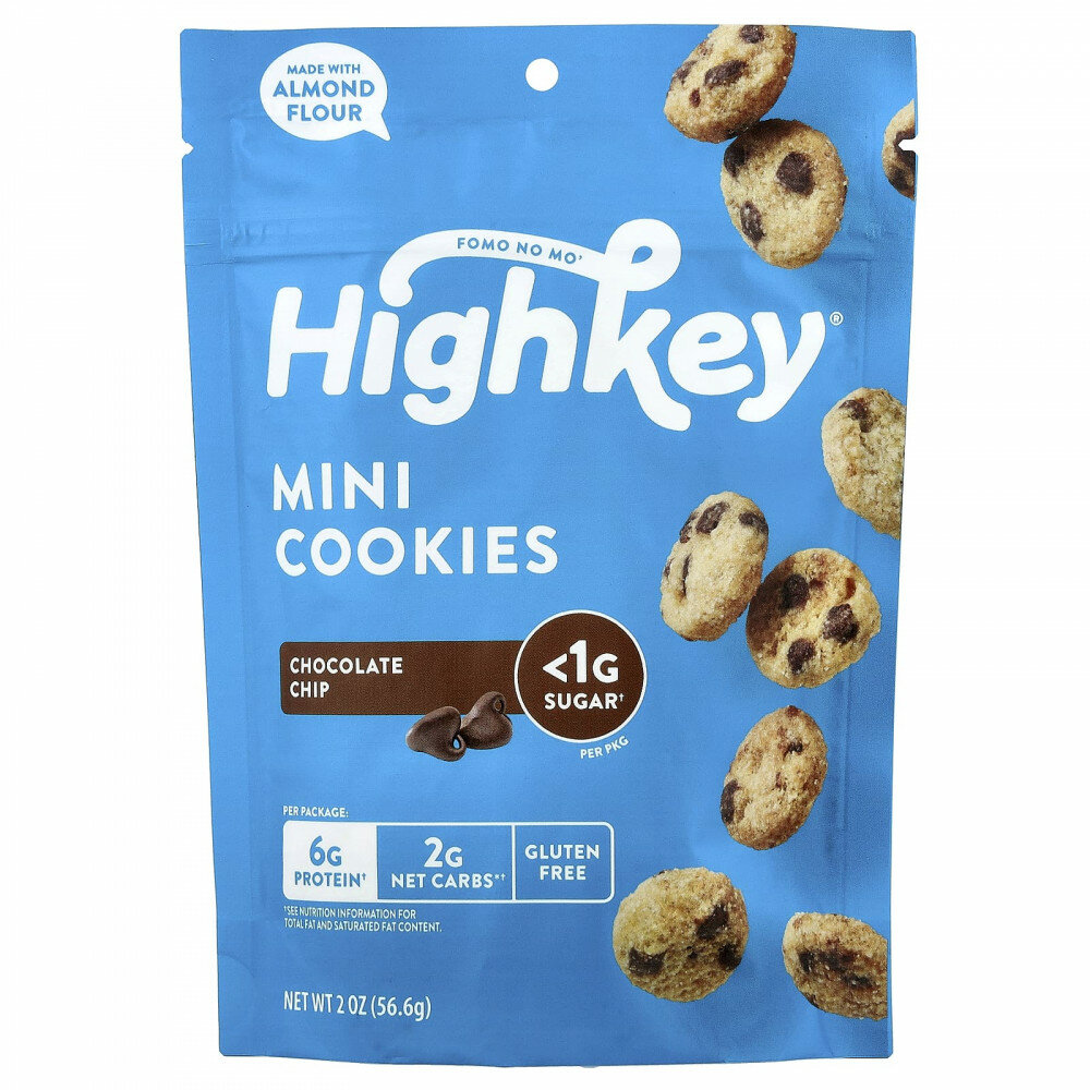HighKey, Mini Cookies, шоколадная крошка, 56,6 г (2 унции)