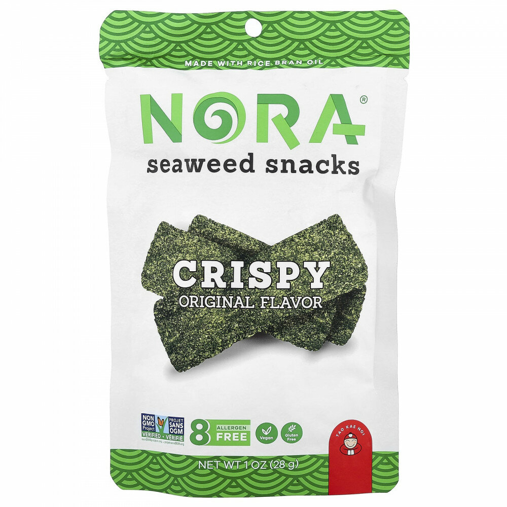 Nora Snacks, снеки с морскими водорослями, хрустящие, 28 г (1 унция)