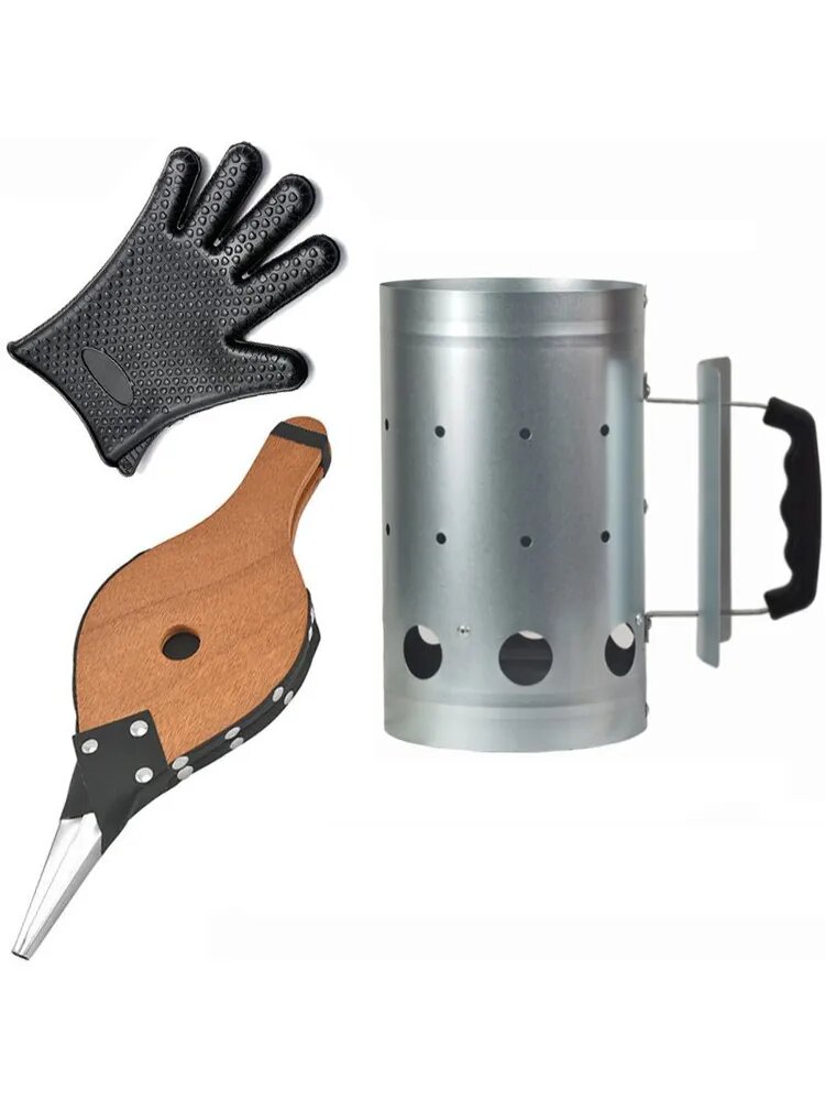 Стартер для угля для розжига - металлическая труба, серебристый цвет, для угольных грилей