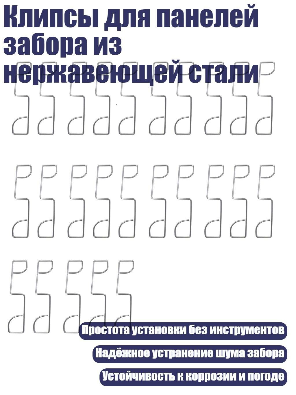 Клипсы для панелей забора из нержавеющей стали