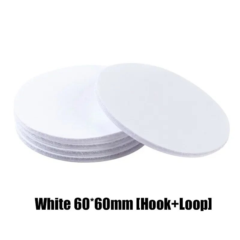 Липучка самоклеящаяся нейлон круглые точки 50/60 мм 5-30 шт Белый, 30Pcs, White 60mm