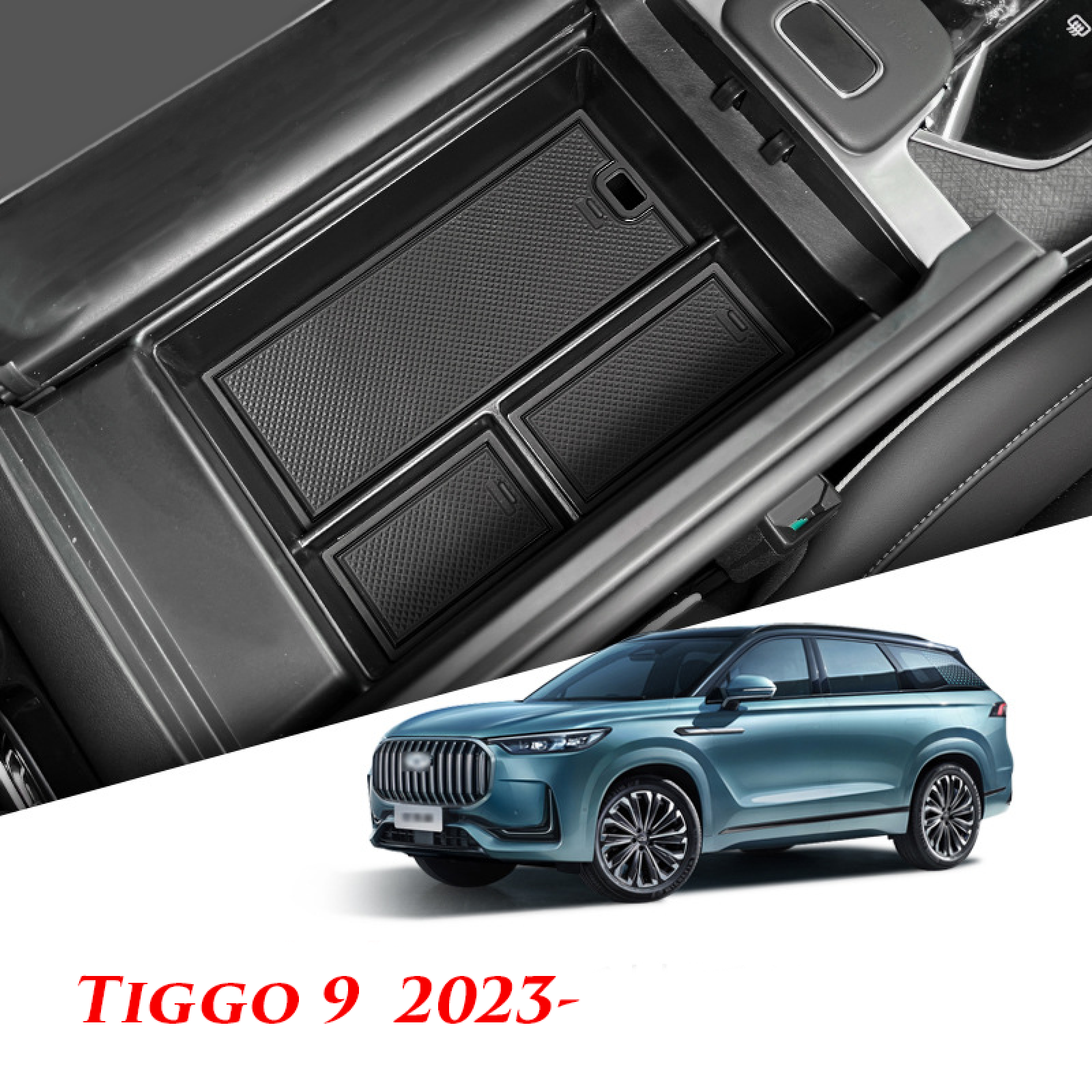 Внутренний органайзер в подлокотник MyPads для Chery Tiggo 9 2023 черный