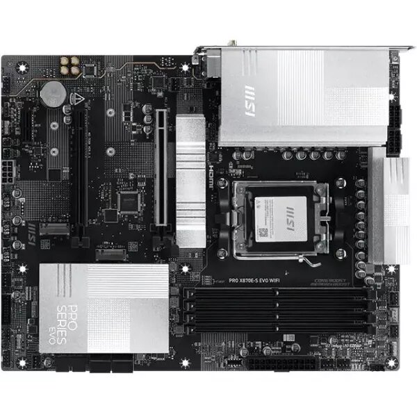 Материнская плата MSI PRO X870E-S EVO WIFI Socket AM5 AMD X870E 4xDDR5 ATX AC`97 8ch(7.1) 5Gigabit RAID+HDMI
