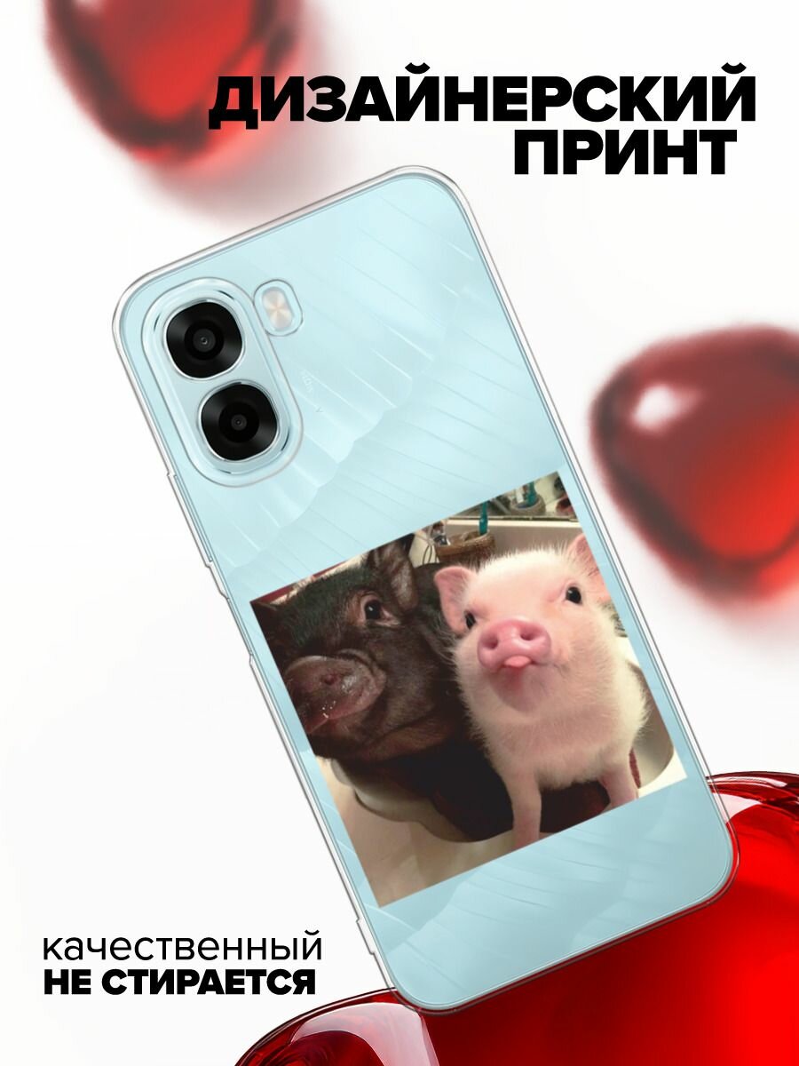 Силиконовый чехол на Oppo A6x / Оппо A6x с принтом Два поросенка — фото 1