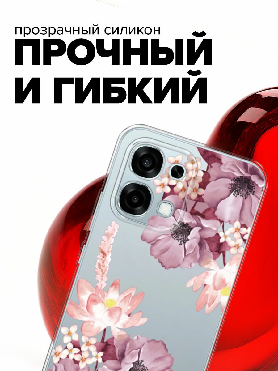 Чехол на Oppo A6 Pro / Оппо A6 Про с принтом Розовые анемоны — фото 1