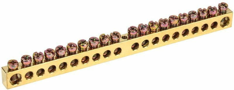 Шина PEN «земля-ноль» 8х12мм 20/1 (20групп/крепеж по центру) IEK YNN20-20-100