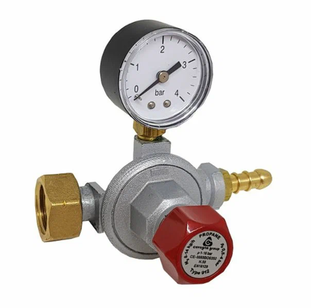 Регулятор давления газа с манометром type 912, 8-14 кг/ч, 0,5-4 Бар