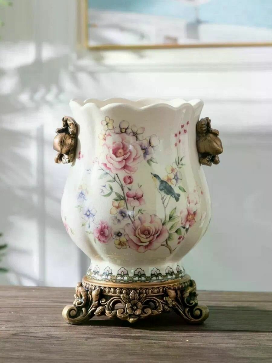 Ваза "шинуазри", 21 см , Керамика, 1 шт