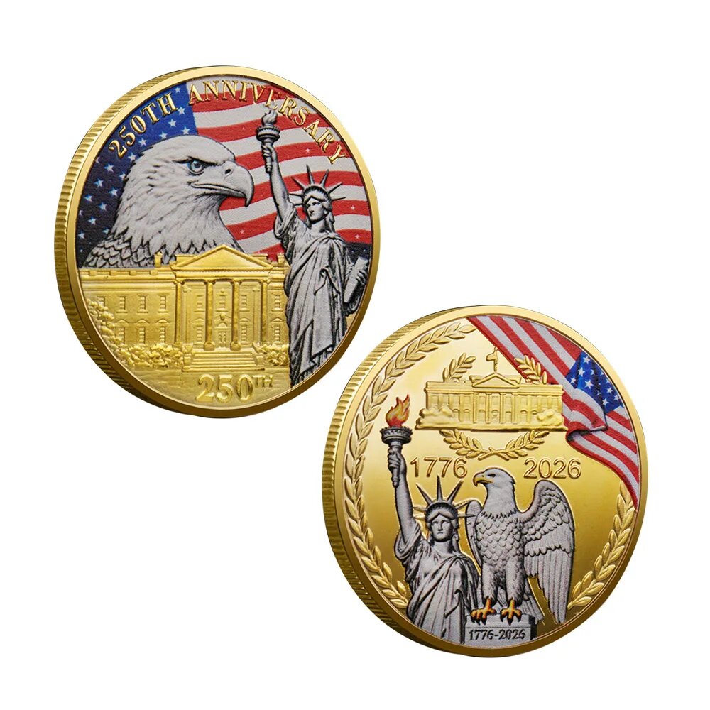 Памятная монета США 250-летие, Статуя Свободы, Цвет: 1pc design 3