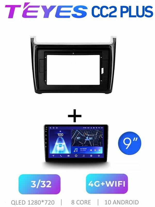 Магнитола 9" Teyes CC2 Plus 3/32 Gb для Volkswagen Polo 5 2008-2020