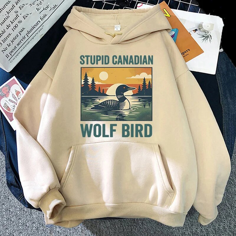 Толстовка с принтом "Stupid Canadian Wolf Bird", цвет: 11391-Hoodie-6, размер M