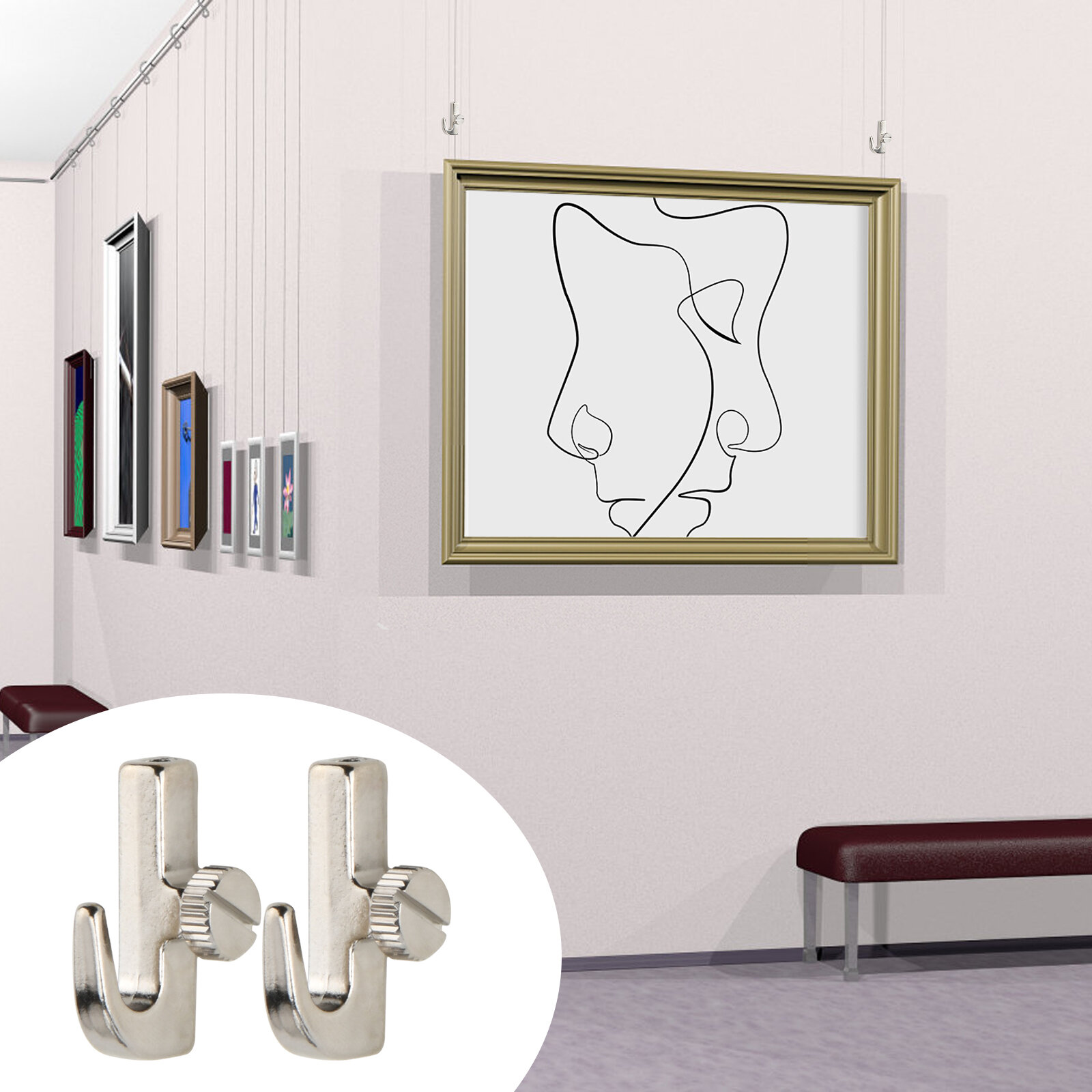 10 штук мини, серебро, аксессуары для галерейных и картинных направляющих, винтовые крючки для картин для подвешивания