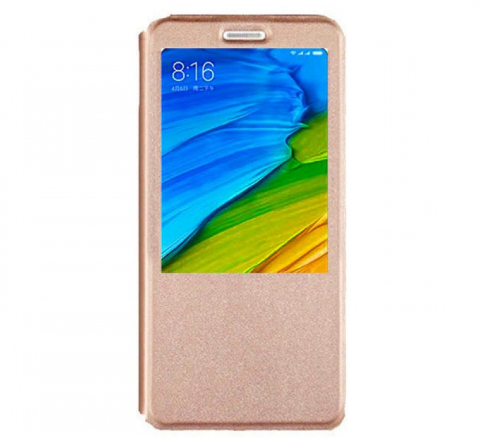 Чехол-книжка MyPads для ZTE Blade V8 (BV0800) золотой с окошком и водоотталкивающим покрытием