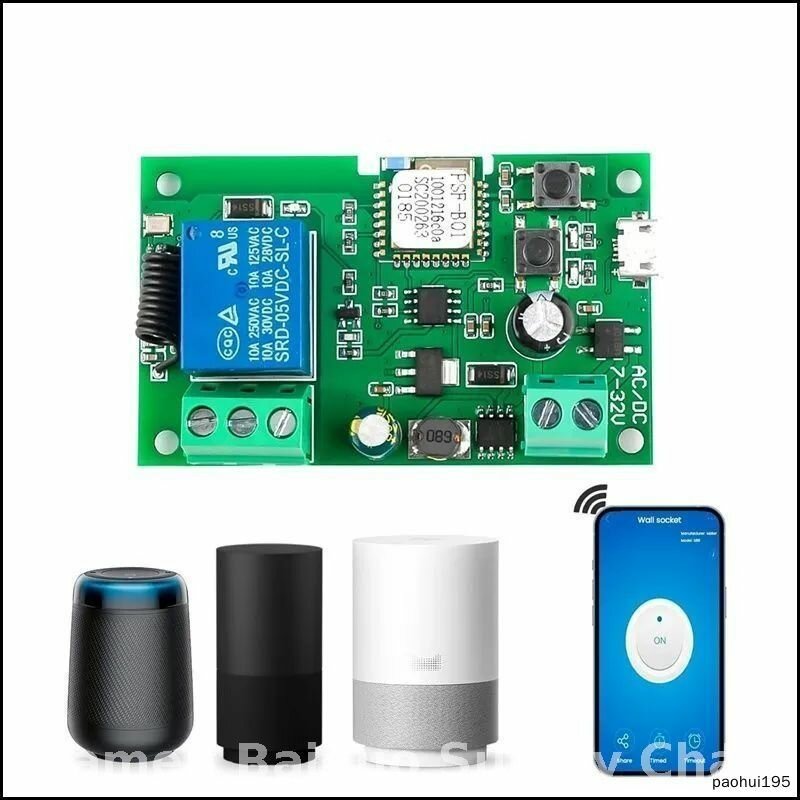 Wi Fi Модуль управления секционными воротами, шлагбаумом, раздвижными, откатными воротами через телефон. Sonoff PSF B01 mini