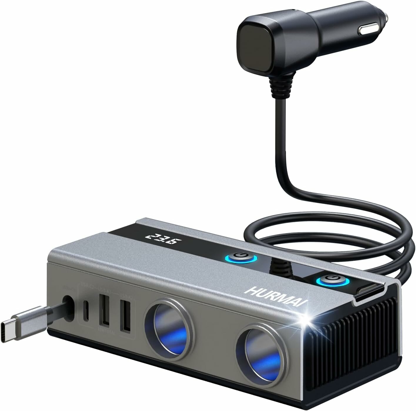 Адаптер-разветвитель прикуривателя с двойной розеткой и выдвижным зарядным устройством для телефона, многопортовое заряд