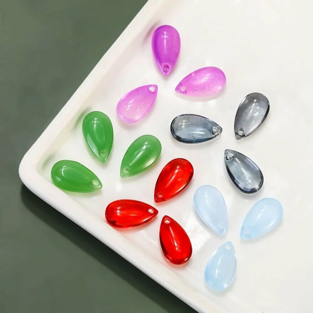 Разноцветный 13.8*7.8mm 50 шт./разноцветный/Стеклянные подвески формы капли/Декоративные Кристаллы