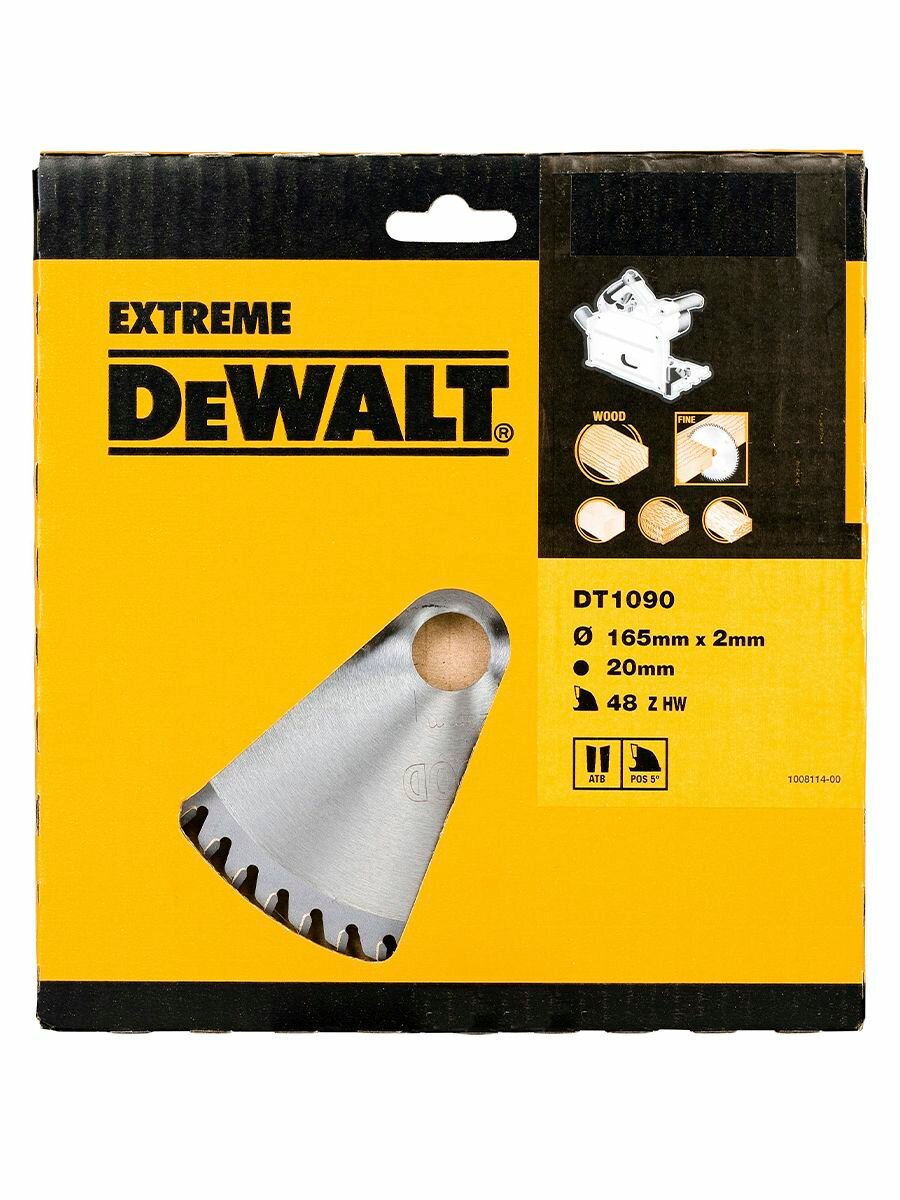 Диск пильный по дереву DEWALT DT1090, 165х20х1.6 мм (DT1090-QZ)