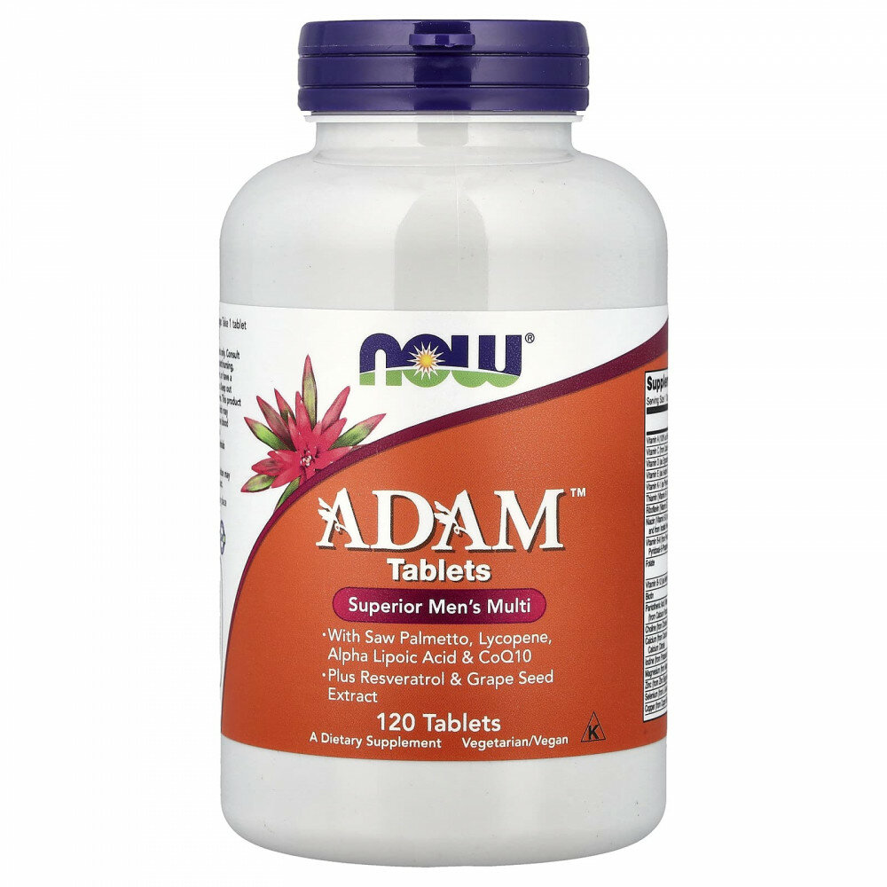 NOW Foods, Adam™, улучшенные мультивитамины для мужчин, 120 таблеток