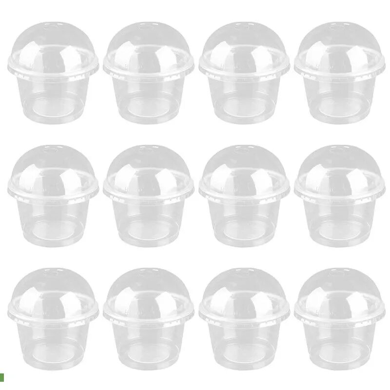 Одноразовая чашка для десерта 20 шт. Прозрачные бумажные стаканчики Фруктовый кекс Утолщенные контейнеры для хранения пудинга Пищевые контейнеры с крышками