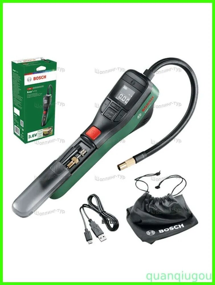 Насос для надувки BOSCH EasyPump беспроводной портативный электрический для шин и мячей — фото 1