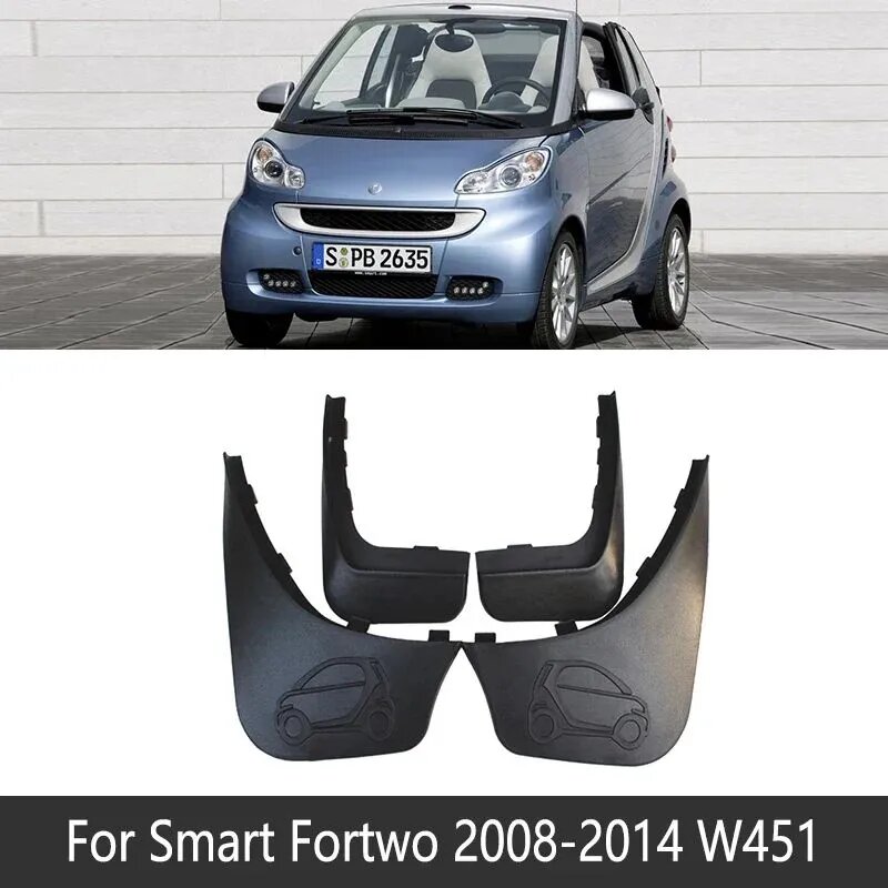 Крыло автомобильное для Smart Fortwo 2008-2014 W451, комплект 4 шт, ABS пластик, черный