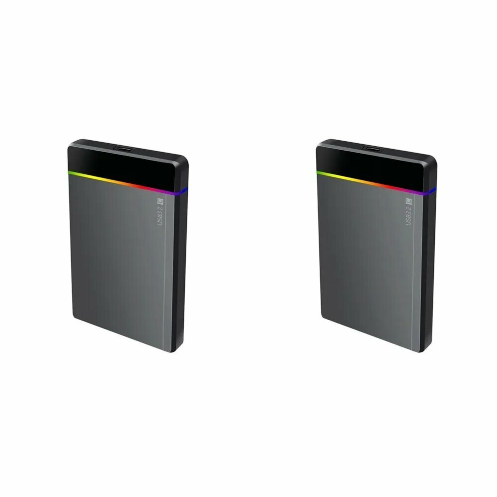 2 комплекта 2,5-дюймовых корпусов для HDD/SSD Type-C RGB с USB3.2 Gen1 5 Гбит/с, внешний жесткий диск, коробка без инструментов
