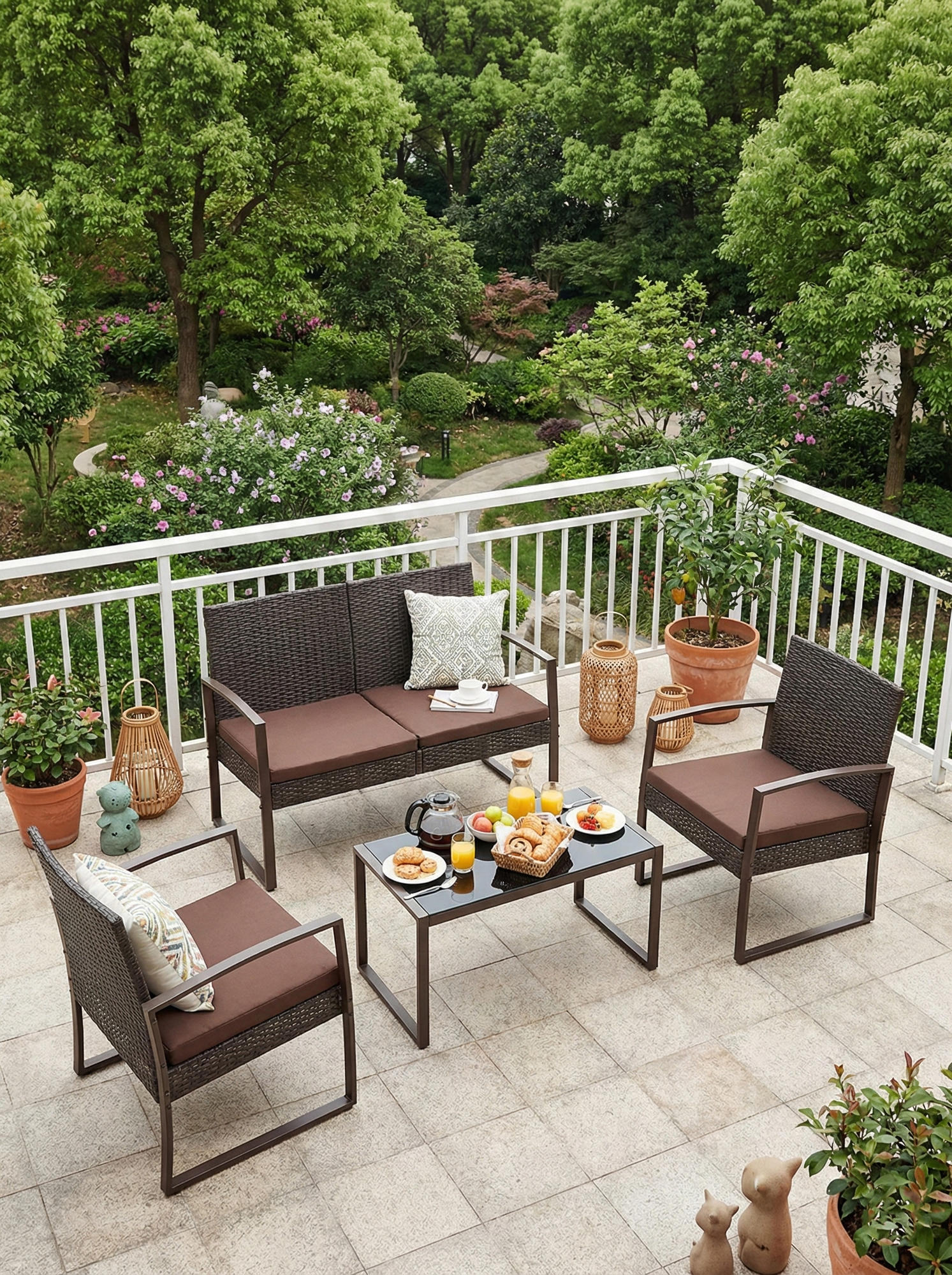 Комплект из стали и пластика под ротанг Йорк (York ), шоколад