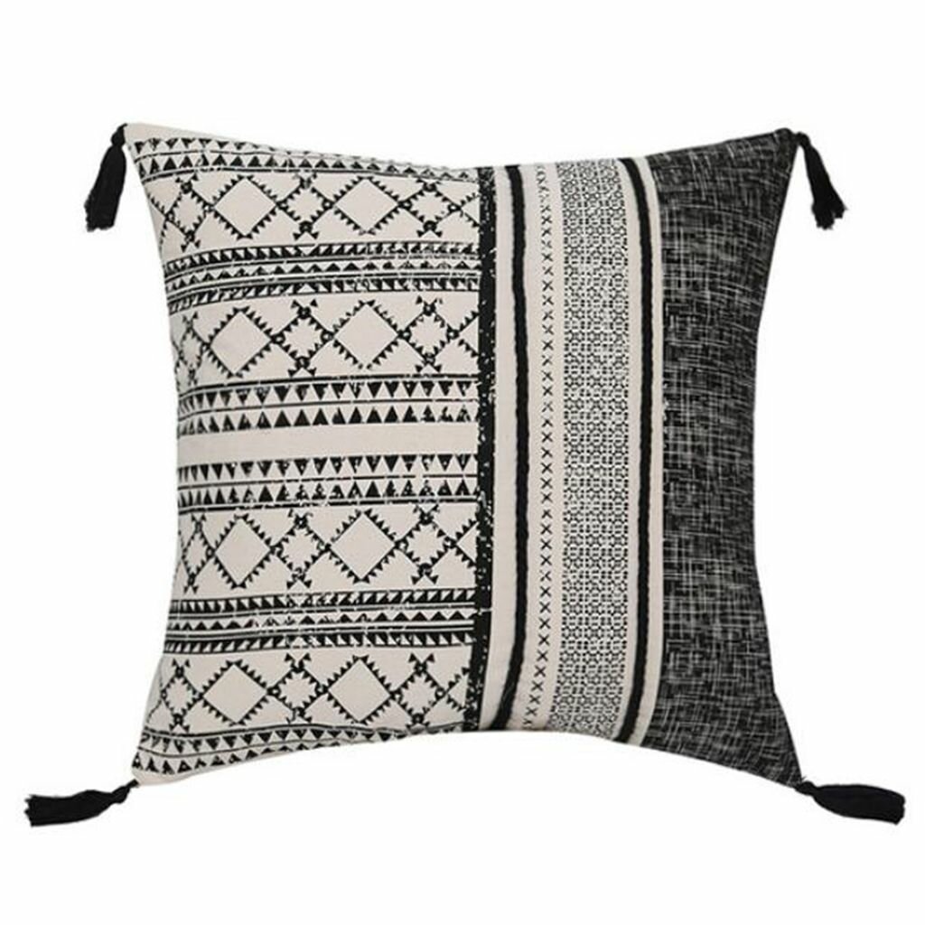 Марокко Жаккардовая подушка для чехла с кисточками Boho Геометрическая полосатая подушка Cov
