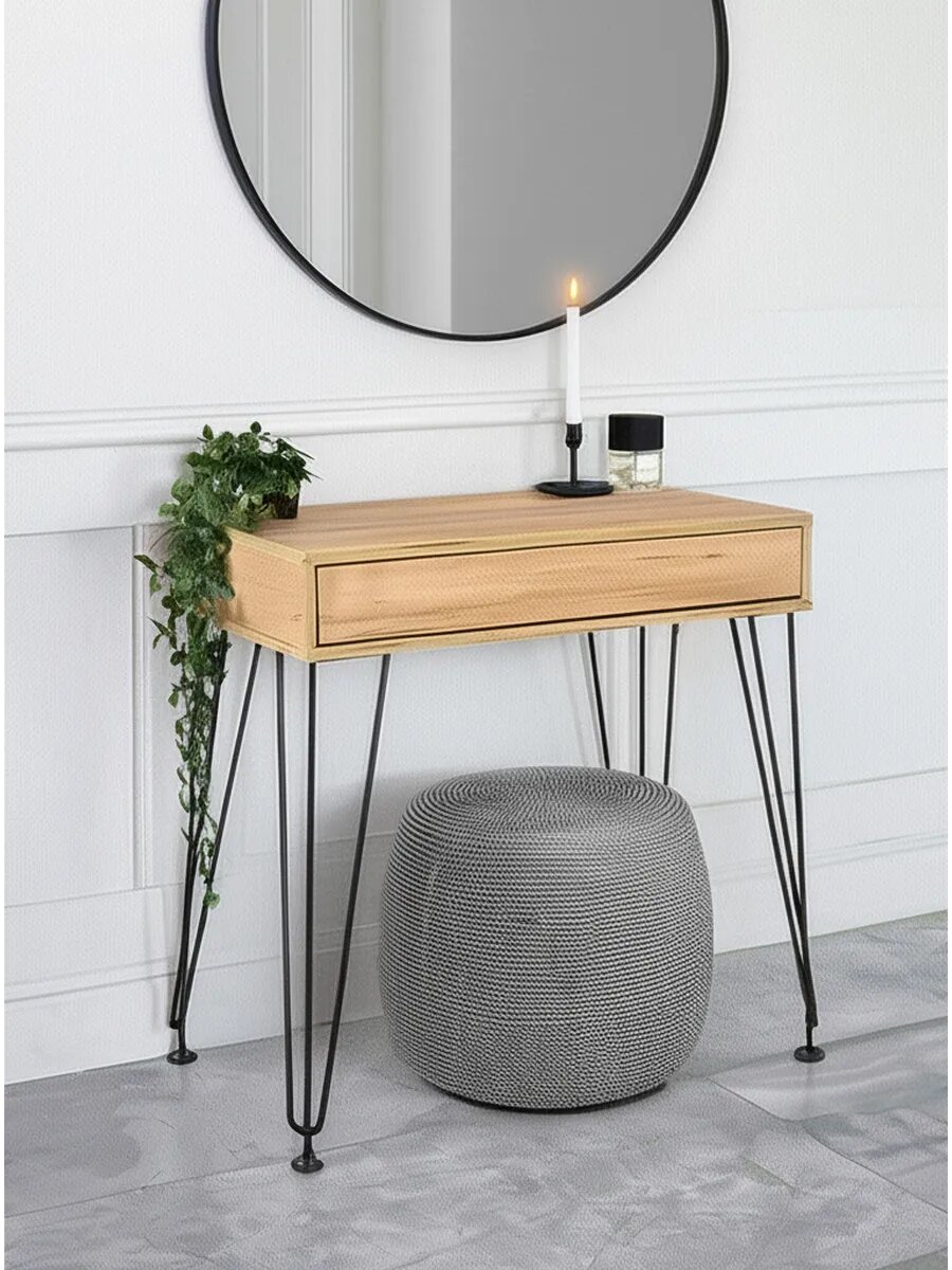 Туалетный столик с ящиком гримерный, для макияжа, с железными ножками, столик в комнату, стол прямоугольный, письменный