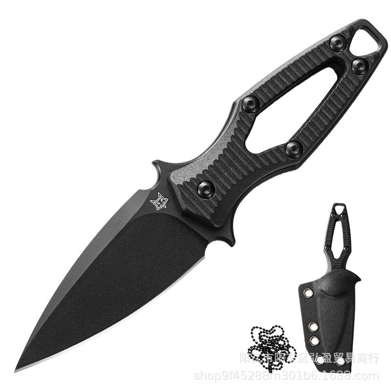 Нож для активного отдыха, небольшой прямой нож, высокопрочный, острый тактический нож из нержавеющей стали, портативный прямой нож, нож-вешалка на шею, нож для выживания в походе.