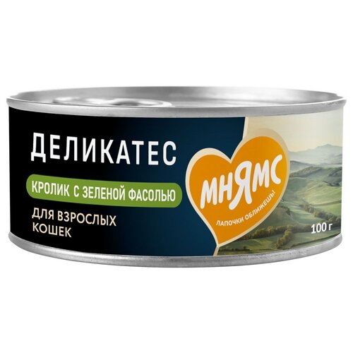 Мнямс Delicatesse Влажный корм Консервы для кошек Паштет по-мальтийски Кролик с зеленой фасолью (цена за упаковку) 100г х 16шт