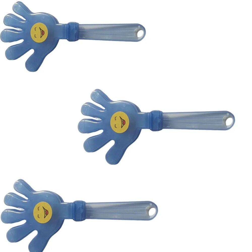 Набор для болельщиков реквизит в виде хлопушки со смайликами, подходит для концертов и футбольных матчей, длина 28 см, упаковка из 3 штук, Синий.