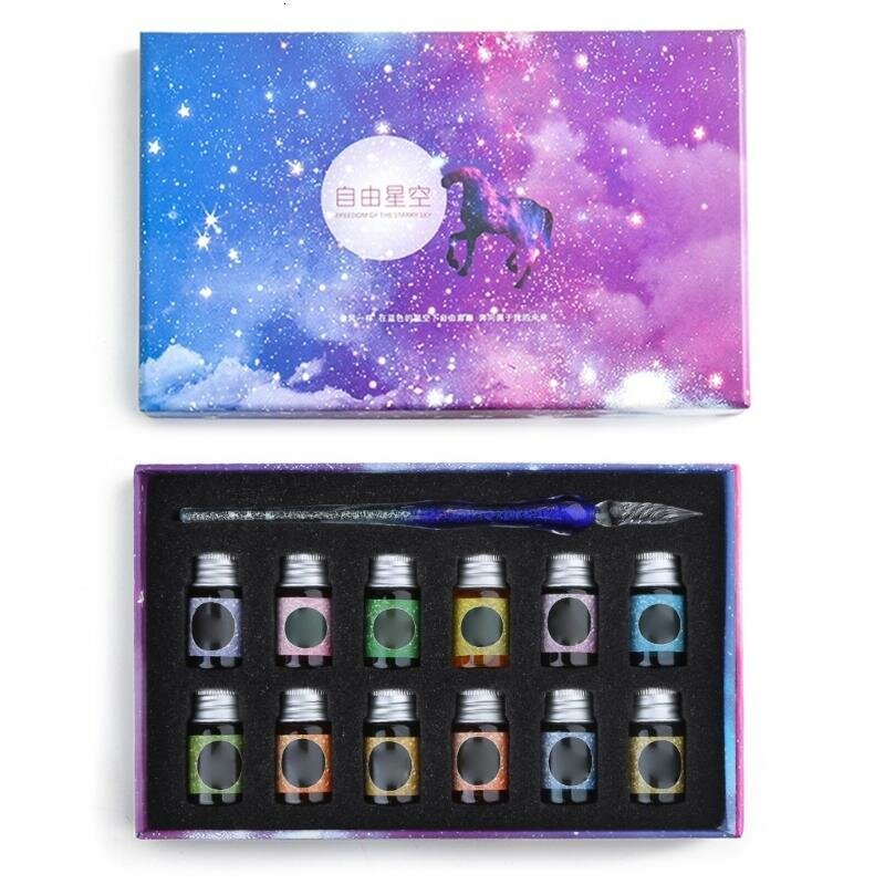 Винтажный стеклянный перьевый набор для каллиграфии, BL